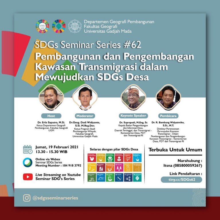 Sustainable Development Goals (SDGS) Seminar Series #62 “Pembangunan ...
