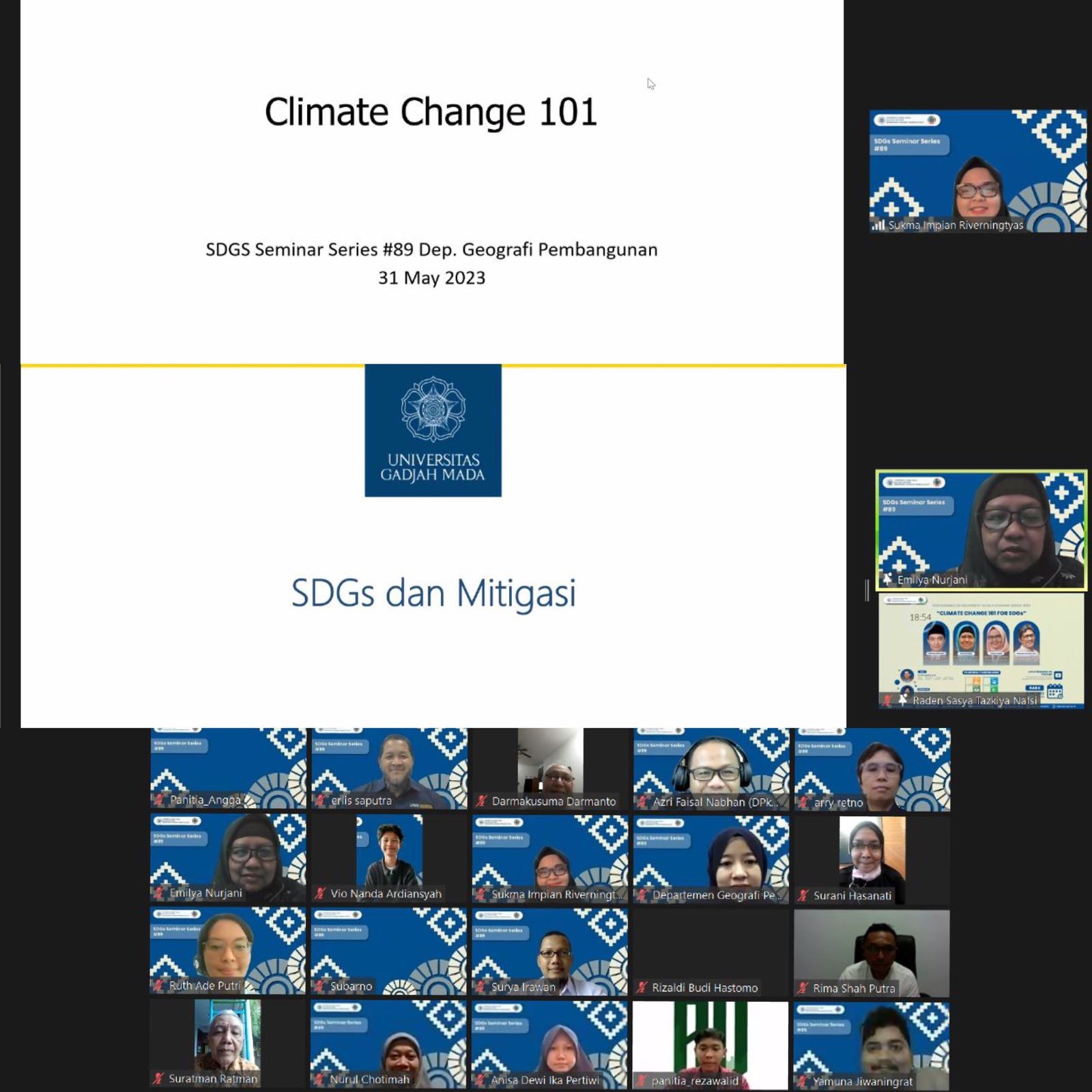 PRESS RELEASE Sustainable Development Goals (SDG’s) Seminar Series #89 “Climate Change 101 for ...