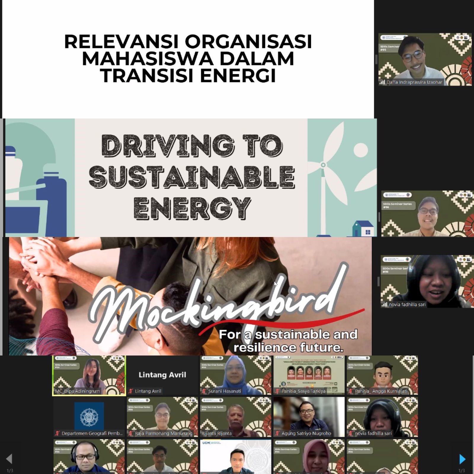 PRESS RELEASE Sustainable Development Goals (SDG’s) Seminar Series #96 “Engaging the Next ...